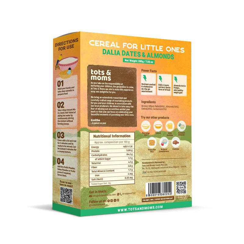 Instant Dalia Dates & Almonds | Organic Instant Mix – Tots & Moms